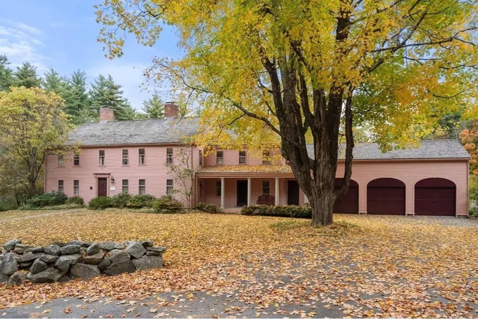 This Pink Farmhouse in Weston, MA, is almost 300 years old